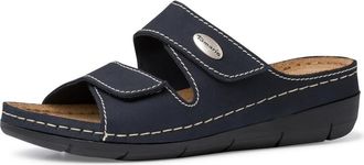 Tamaris Damen Hausschuh mit Keilabsatz Leder, blau, 39 EU