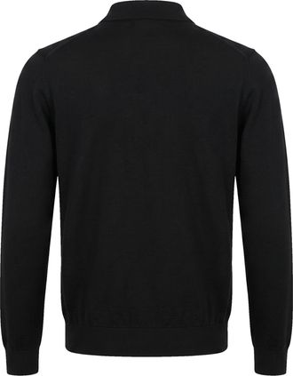 Emporio Armani Virgin Wool Half-Zip Polo Sweater - Black