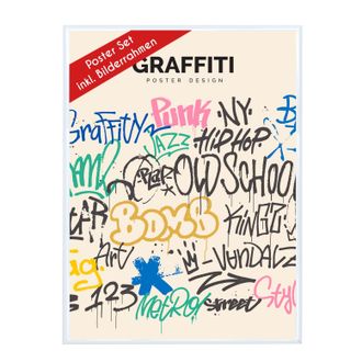 Wackadoo Poster Grafiti mit Bilderrahmen 30x40 cm gerahmtes Bild mit rahmen picture frame
