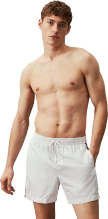 Calvin Klein Herren Badeshorts Medium Drawstring Mittellang, Weiß (PVH Classic White), XL