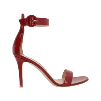 Gianvito Rossi Dunkelrote Lackleder Kn&ouml;chelriemen Stiletto Sandalen - - Shoes - Damen - Rot - 38 1/2 EU