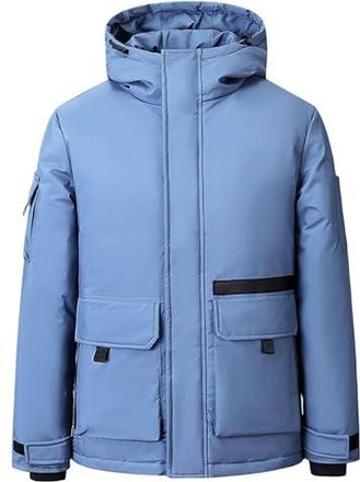 Generic Veste dhiver imperm&eacute;able pour homme avec capuche, coupe-vent, isol&eacute;e, &eacute;paisse, chaude et matelass&eacute;e, avec de multiples poches, bleue, taille L