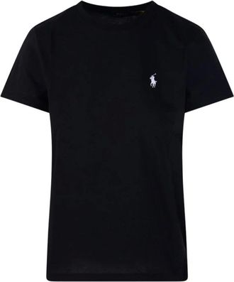 Ralph Lauren Femme, Tops, Noir, Taille: 40 FR Logo Detail Crew Neck T-Shirt