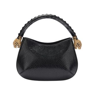 Roberto Cavalli Femme, Sacs, Noir, Taille: ONE Size Sac Hobo Tête de Tigre Imprimé Serpent