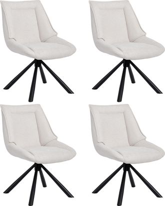 Duhome 4er Set Esszimmerstuhl, Chenille-Stoff, 180&deg; drehbar Automatische R&uuml;ckstellfunktion, als B&uuml;rostuhl, Schminktischstuhl, Lounge Stuhl, Creme-Wei&szlig;
