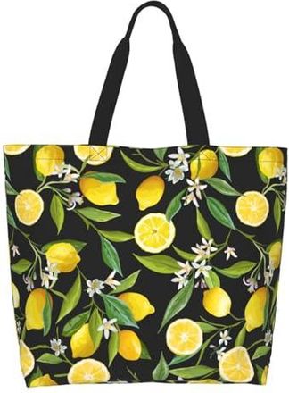 Generic Fleur De Fruit Citron Sac Fourre Tout L&eacute;ger Sacs De Courses Grand Sac Fourre-Tout Pour Travail Universit&eacute; Shopping