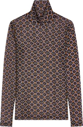 Dries Van Noten haut imprimé à col roulé - Marron