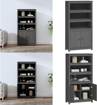 vidaXL Highboard Grau 80x35x154 cm Massivholz Kiefer - Sideboard - Hochboard - Wohnzimmermöbel - Massivholzmöbel - Kiefernholz - Home & Living