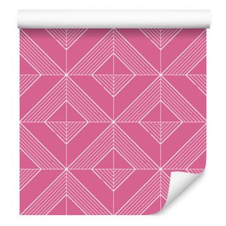 OEM Carta Da Parati Geometrica A Rombi Rosa Cipria, Base Rosa Cipria 50x1000 Cm