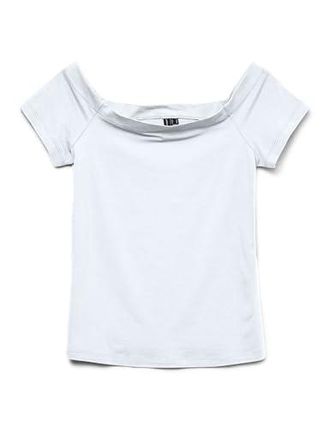 Vero Moda Haut-t-Shirt Femmes &eacute;paules Nues Manches Courtes - Top &agrave; la Mode pr&eacute;f&eacute;r&eacute; pour Chaque Jour, Couleurs:Blanc-2, Taille:XL