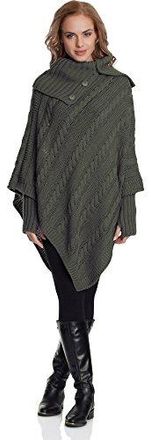 Merry Style Poncho Vêtement dhiver Femme N4293(Khaki, One Size)