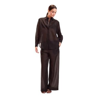 Cynthia Rowley Salina Sheer Shirt - - Blouses & Shirts - Damen - Schwarzk - M