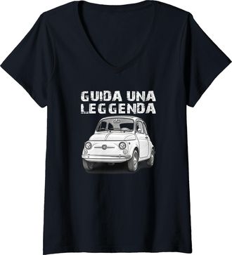 Domi Damen FIAT 500 T-Shirt mit V-Ausschnitt