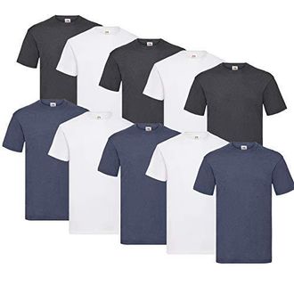 Fruit Of The Loom Valueweight Lot de 5 T-Shirts pour Homme, Blanc/bleu marine, XXXXL