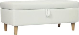 HOMCOM Sitzbank mit Stauraum Sitztruhe mit Samt-Optik, Bettbank mit Holzbeine Polsterbank f&uuml;r Wohnzimmer, Schlafzimmer, Flur 115 x 50 x 43 cm, Cremewei&szlig;