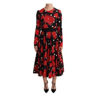 Dolce & Gabbana Femme, Robes, Multicolore, Taille: 34 FR Sicily Bag Print Flared Midi Dress