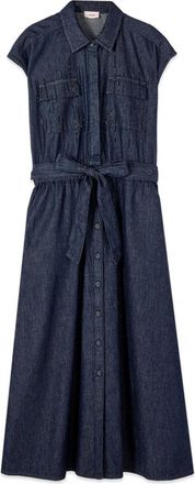 Oltre Femme, Robes, Bleu, Taille: 42 FR Chemise en jean avec broderie