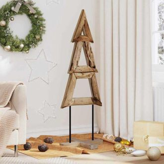 vidaXL Weihnachtsbaum mit St&auml;nder Braun 120 cm Massivholz Teak vidaXL