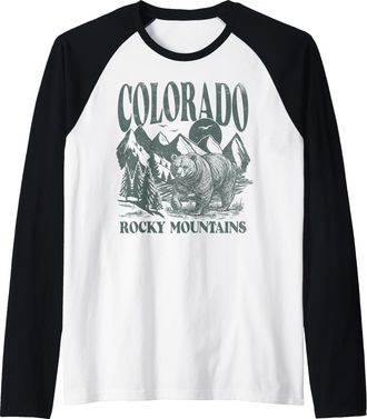 Trendy Apparel Colorado Rocky Mountains Bear and Forest Raglan