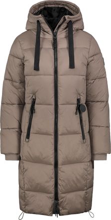 Sublevel Damen Winter Steppmantel - Langer, Warmer Mantel mit Kapuze f&uuml;r Kalte Wintertage brown L