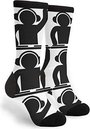 Generic Mode Dj Platine Musique Danse Techno Club Casque Femme Homme Chaussette De Course Chaudes Socquette De Marche Comfort Chaussette De Travail Pour Cycli