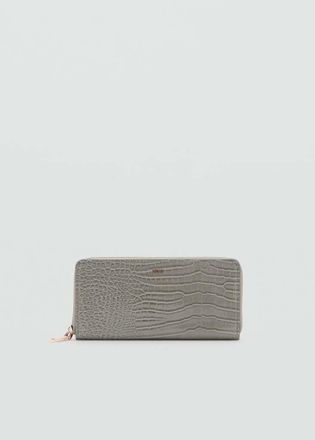 Mango Grand portefeuille effet croco gris - Femme - Taille unique - MANGO
