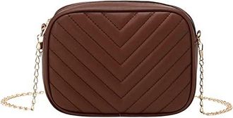 Generic Sac &agrave; bandouli&egrave;re tendance pour femme avec motif &agrave; rayures &eacute;l&eacute;gant et design fonctionnel en cha&icirc;ne pour un compagnon &eacute;l&eacute;gant au quotidien, caf&eacute;, Taill