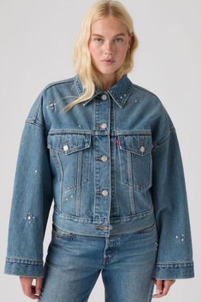 Levi's Loose Crop Trucker Jacket - Femme - D&eacute;lavage Moyen / Trip On Drip Trucker - XS