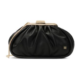 Kazar Femme, Sacs, Noir, Taille: ONE Size Sac &agrave; main en cuir noir avec armature m&eacute;tallique