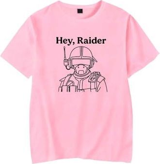 Generic ARC Raiders Hi T-shirt unisexe décontracté col rond à manches courtes, rose, XXS