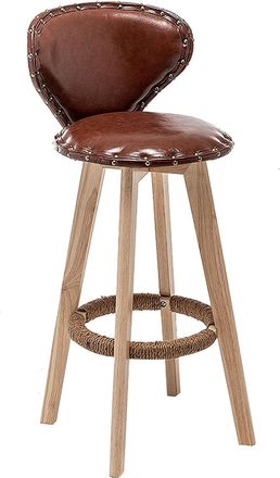 Generic Vintage Barhocker, 360&deg; drehbar, mit R&uuml;cken- und Fu&szlig;st&uuml;tze, gepolstert mit PU-Leder, Tresenh&ouml;he, f&uuml;r Bar, Caf&eacute;, K&uuml;che oder K&uuml;cheninsel