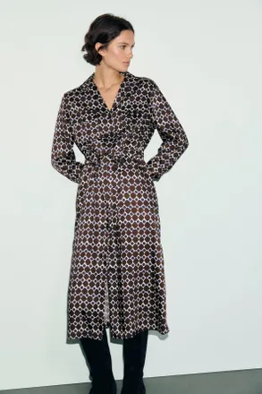 Gerard Darel Robe cintr&eacute;e imprim&eacute; graphique - CONI - Marron