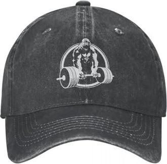 Generic Casquette de Baseball Homme, Gorilla Lifting Fitness Gym Casquettes de Baseball Mode en Denim Vieilli Coiffe pour Hommes Outdoor Estival Casquettes Aj