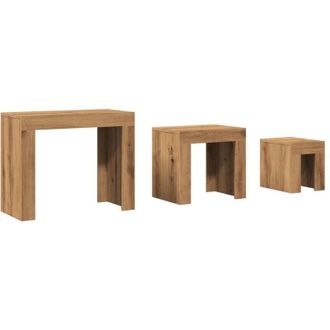 vidaXL Vidaxl - Tables basses gigognes 3 pcs chêne artisanal bois dingénierie