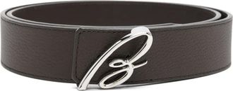 Brioni ceinture &agrave; boucle logo - Marron