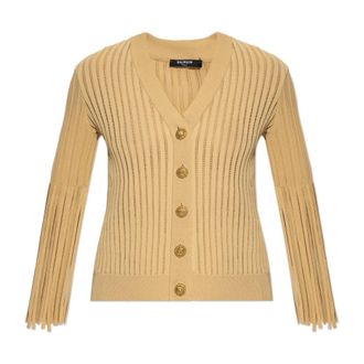Balmain V-Neck Cardigan - - Knitwear - Damen - Beige - XS