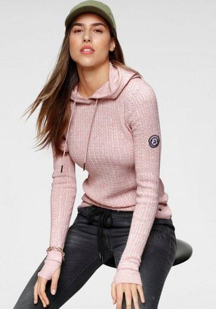 Kangaroos Kapuzenpullover im feinen Zopf-Strick-Design