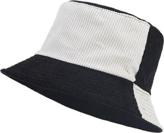Generic Chapeau de p&ecirc;cheur tendance en velours c&ocirc;tel&eacute; &agrave; rayures fines pour femme, Noir, Taille unique