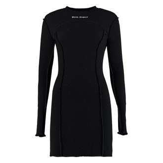 Palm Angels Geripptes Logo-Minikleid - - Dresses - Damen - Schwarzk - M