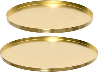 Kaemingk Dekoratives Tablett rund 30-35cm Metall glänzend 2er Set - Zum Servieren & Dekorieren Robust - Serviertablett Dekoschale Dekotablett - Serving Tray - 
