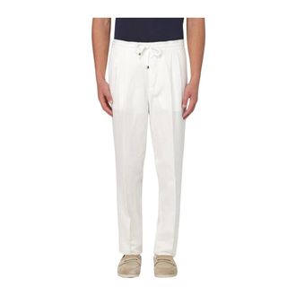 Brunello Cucinelli Homme, Pantalons, Blanc, Taille: L Pantalon Casual en Lin Bleu