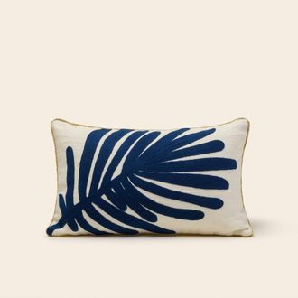 Madura Housse De Coussin Tropi Ecru et indigo - BLEU