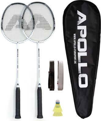Apollo Badminton Set - Federballschläger Set für Training, Sport und Spaß mit der Familie, 2X Carbon Composite Badmintonschläger mit Tasche und Federbällen, 
