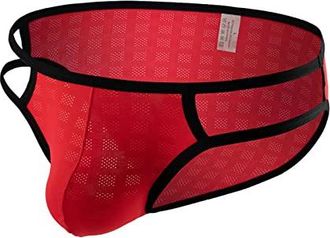 Generic Slip en maille pour homme - Taille &eacute;lastique - Coupe d&eacute;contract&eacute;e - Confortable - Culotte de sport anti-frottement - Cadeau pour homme, Rouge, XXL