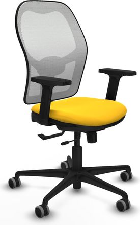 Piqueras y Crespo Jorquera Lendenwirbelst&uuml;tzstuhl mit 2D-Armlehnen, ausgestattet mit Syncro/Traslack und injiziertem Schaum, mit Rollen von 65 mm, Parkett, Wei&szlig;/Gelb