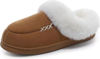 Generic Chaussons Femme Homme Hiver Fourr&eacute;s Pantoufles en Mousse &agrave; M&eacute;moire de Forme, Chausson Maison Confort Chaud Slippers Cuir Peluche Mules Fourrure Int&eacute;ri
