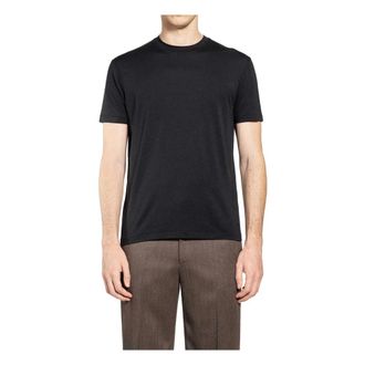 Tom Ford Homme, Tops, Noir, Taille: XL T-shirt col rond en lyocell et coton