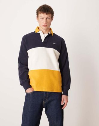 GANT Schweres Rugby-Oberteil in Marineblau mit Streifen