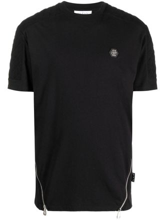 Philipp Plein chemise en coton à détail de zip - Noir