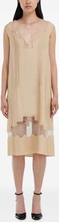 Ferragamo robe courte à empiècements en dentelle - Tons neutres